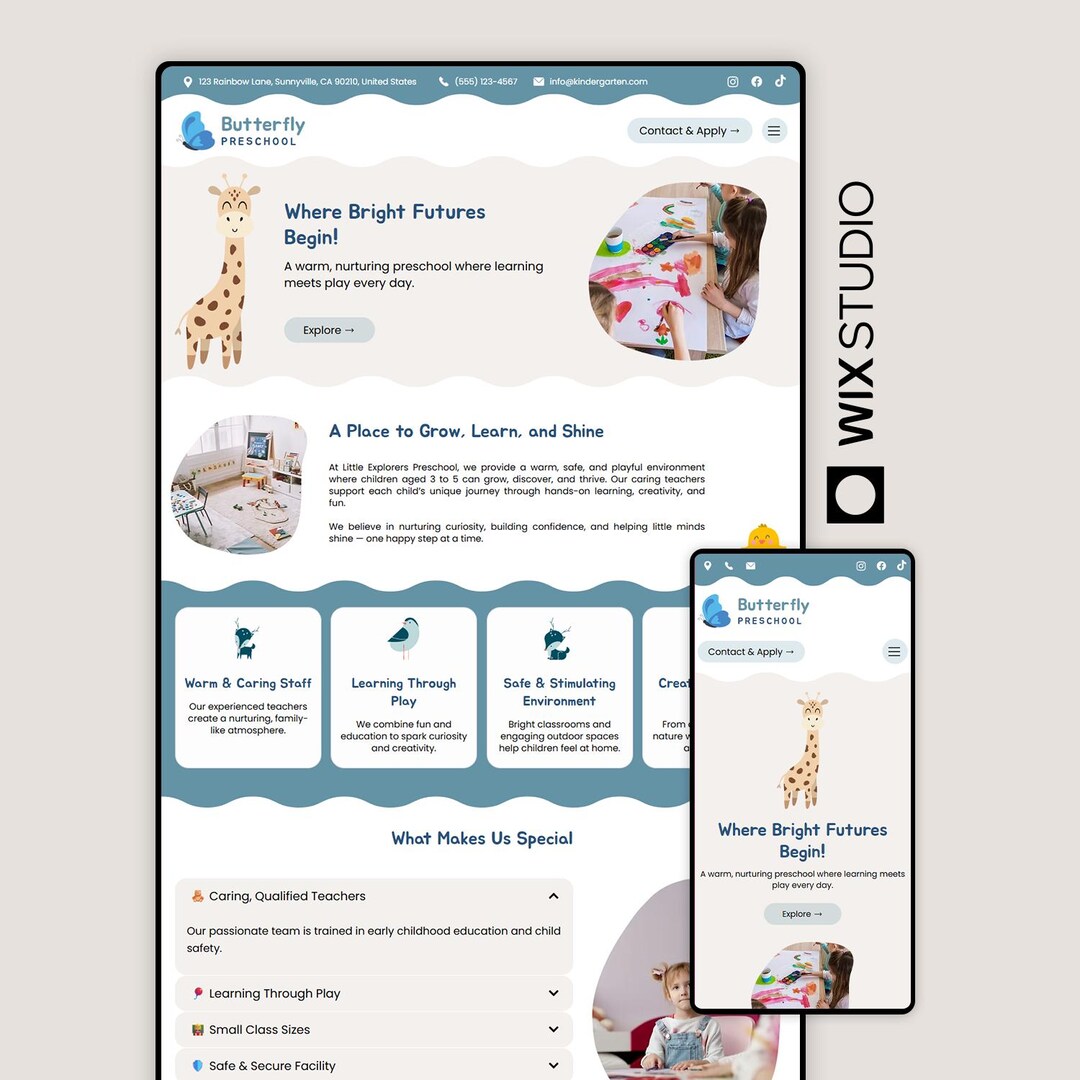 Kid-friendly Wix Studio Website Template – Preschool & Daycare - Etsy