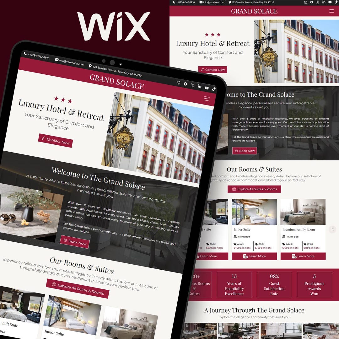 Hotel Wix Studio Website Template – Modern, Fully Customizable Airbnb ...