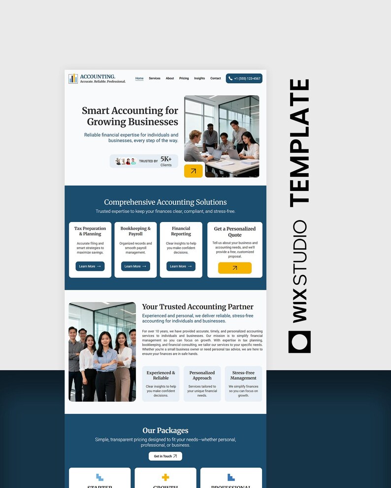 Accounting Firm Wix Studio Website Template, Financial Services - Etsy