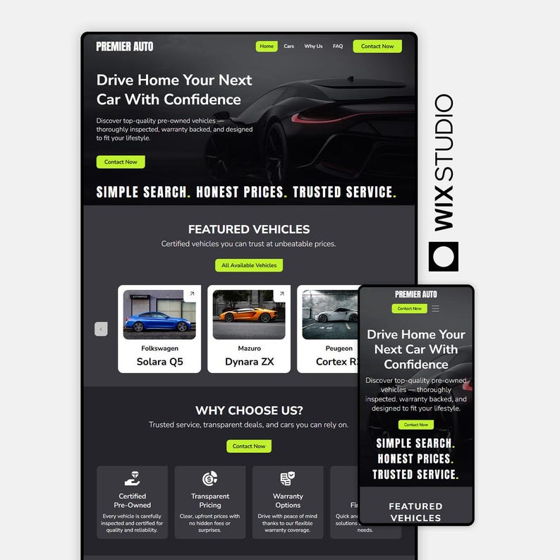 Car Dealer Wix Studio Website Template | Auto Sales, Showroom & Vehicle ...