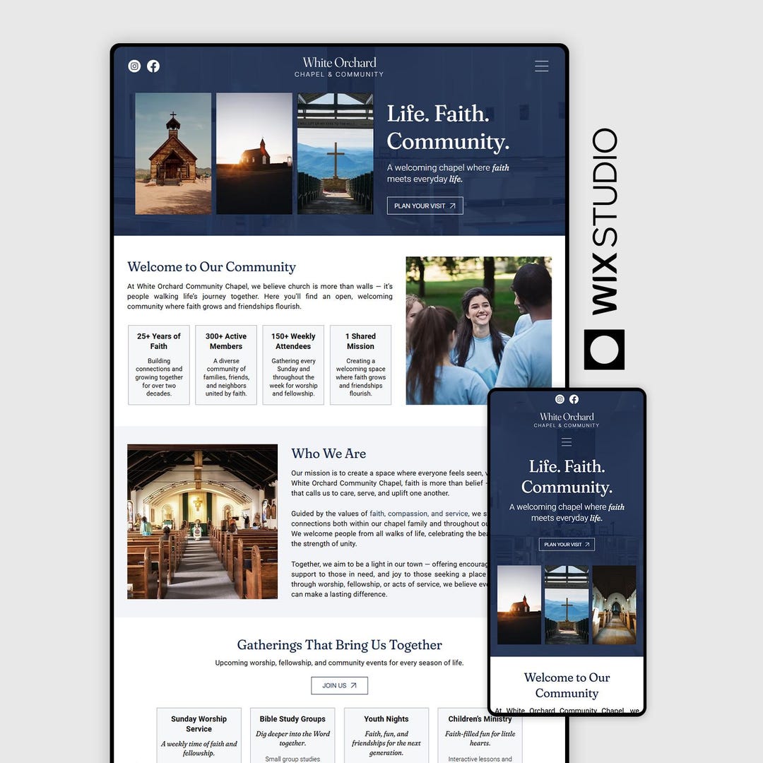 Wix Studio Church Website Template | Modern Chapel Faith Design - Etsy