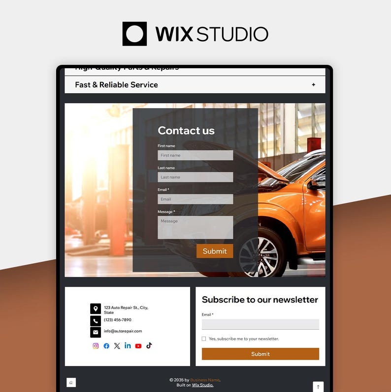 Modern Auto Repair & Car Service Wix Studio Website Template ...