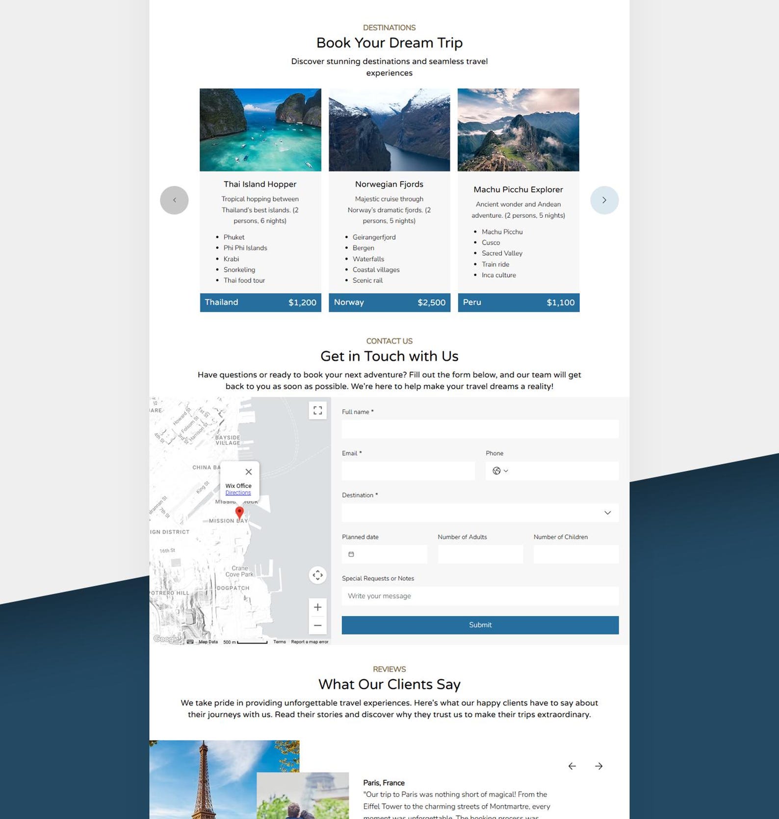 Travel Agency Wix Studio Website Template – Modern Tour Operator Design ...