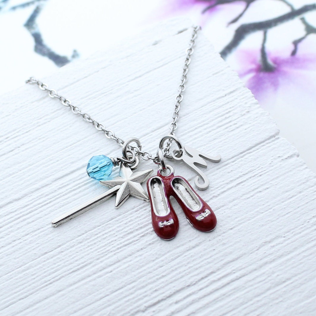 Wizard of Oz Charm Necklace, Ruby Red Slippers Jewelry, Magic Star Wand ...