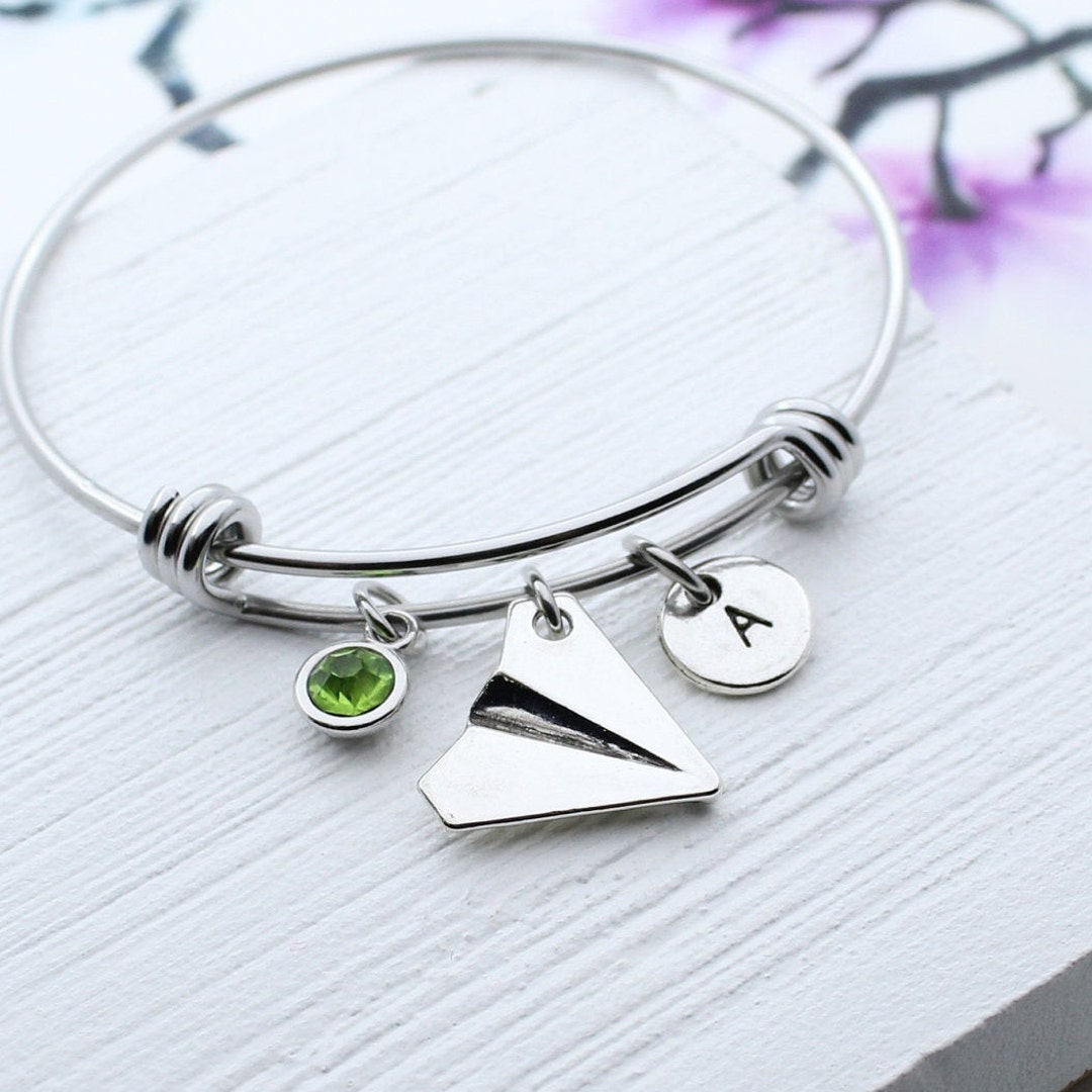 Paper Plane Bracelet, Origami Paper Plane Charm Bangle Bracelet ...