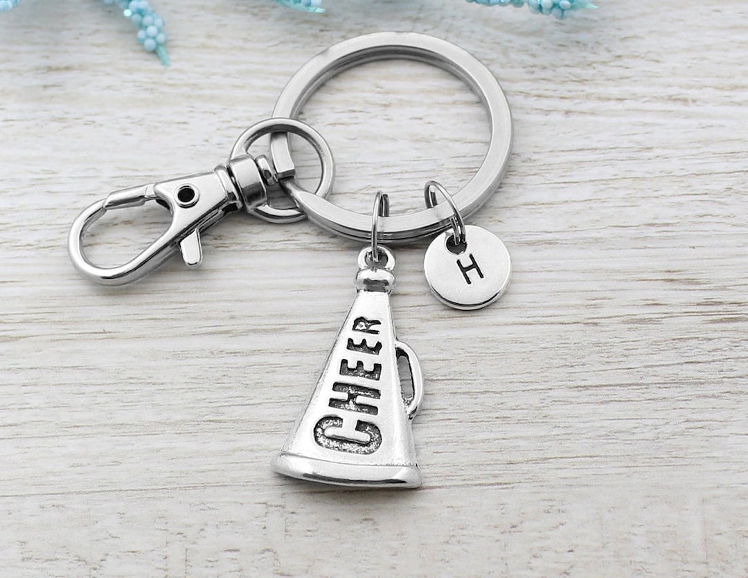 Megaphone Cheer Charm Keychain, Personalized Cheerleader Keychain ...