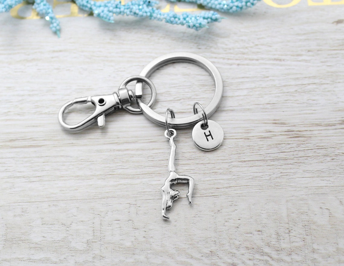 Gymnastics Charm Keychain, Personalized Gymnastic Keychain, Gymnast ...