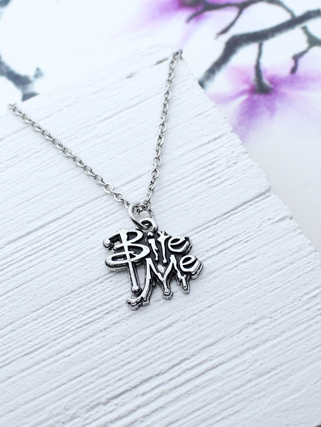 Bite Me Charm Necklace, Bite Me Vampire Gifts, Halloween Gifts, Bite Me ...