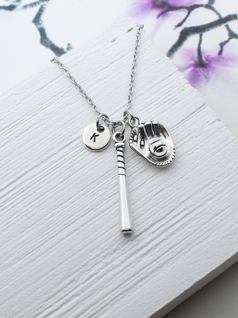 Softball Necklace, Baseball Jewelry, Baseball Bat Charm Necklace ...