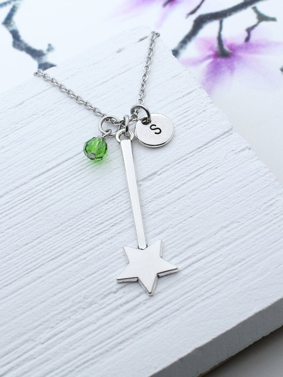 Personalized Magic Wand Charm Necklace, Wand Jewelry, Magic Star Wand ...