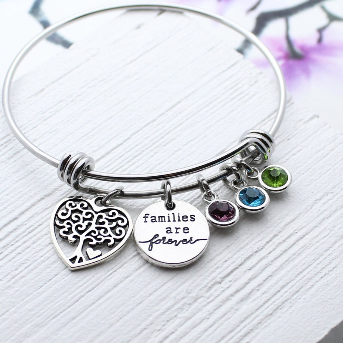 Family Tree Birthstone Bracelet Personalized Grandma Mom | Etsy