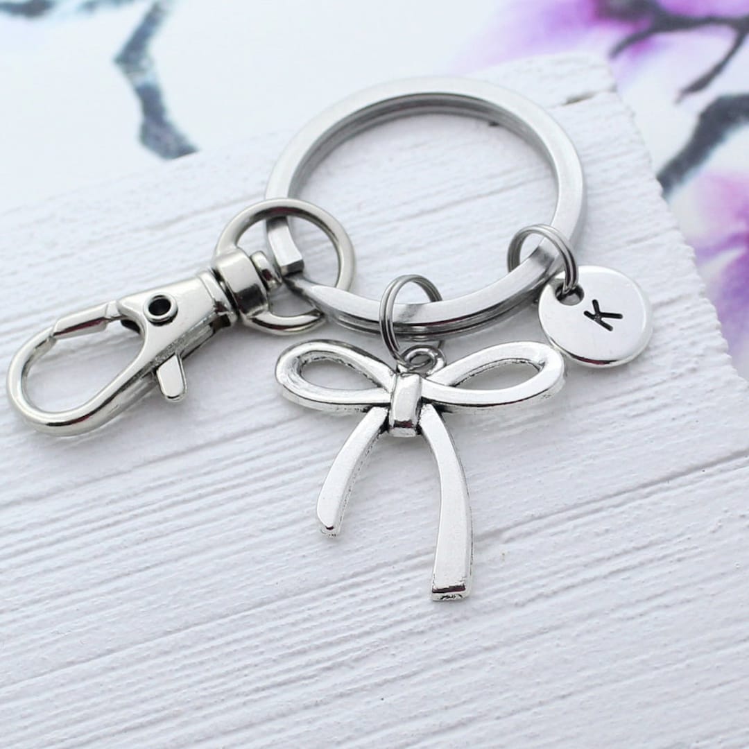 Bow Charm Keychain, Ribbon Bow Charm, Personalized Bow Accessory, Bow ...