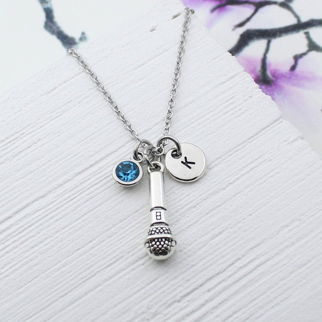 Microphone Charm Necklace, Personalized Mic Charms Jewelry, Music Gift ...