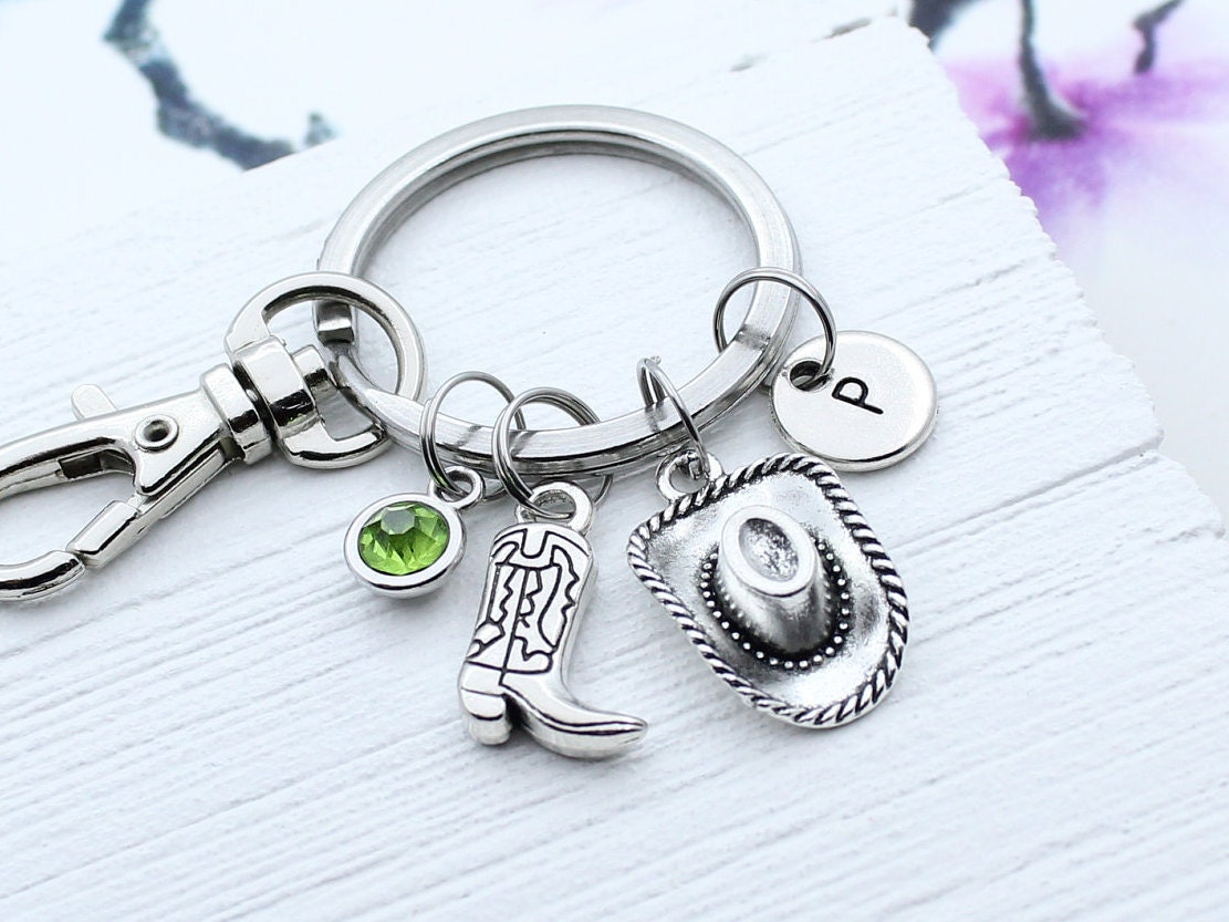 Cowgirl Keychain Cowboy Key Chain Personalized Cowgirl - Etsy