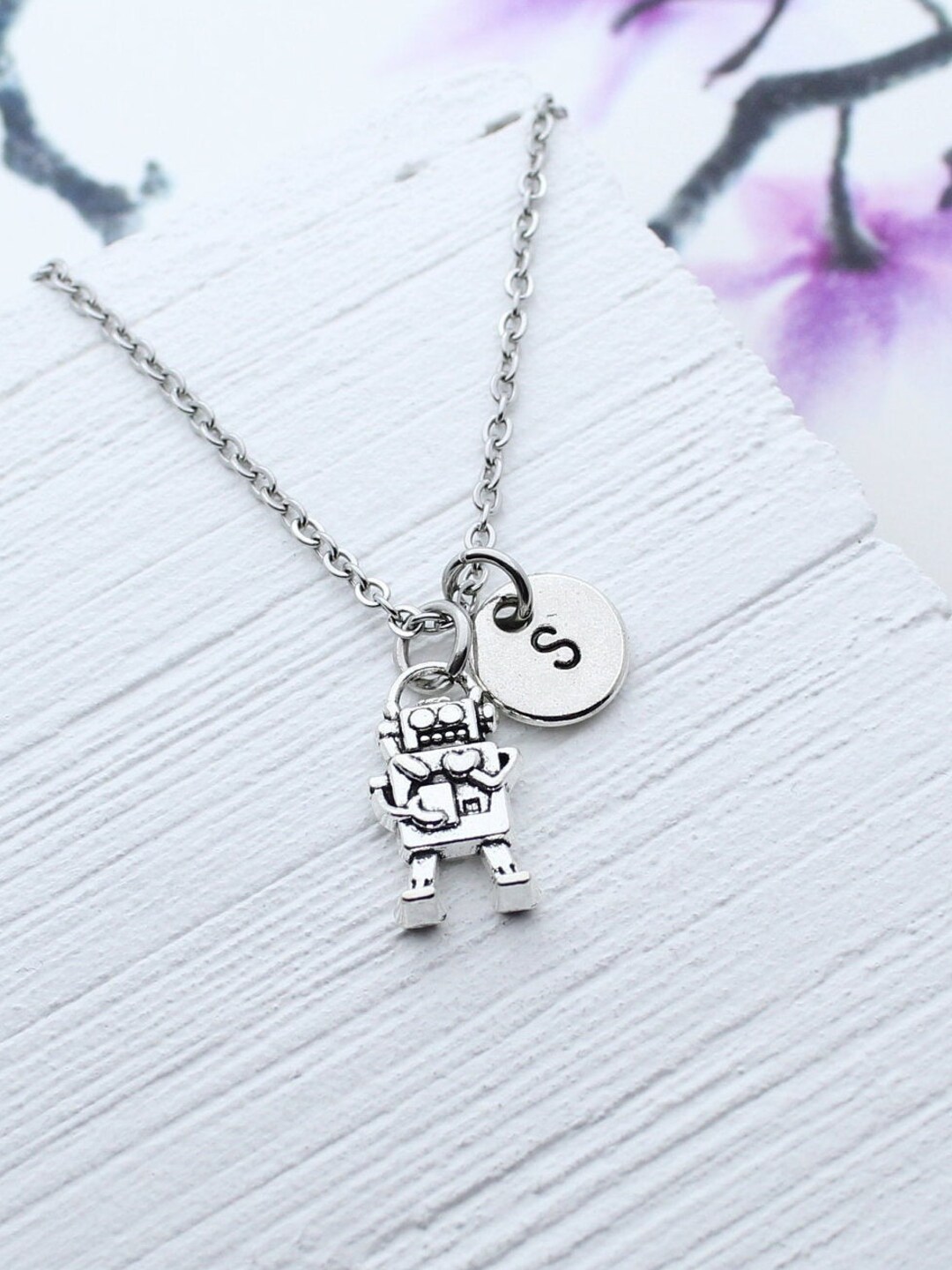 Personalized Robot Charm Bangle Bracelet, Mini Robot Accessory, Robot ...