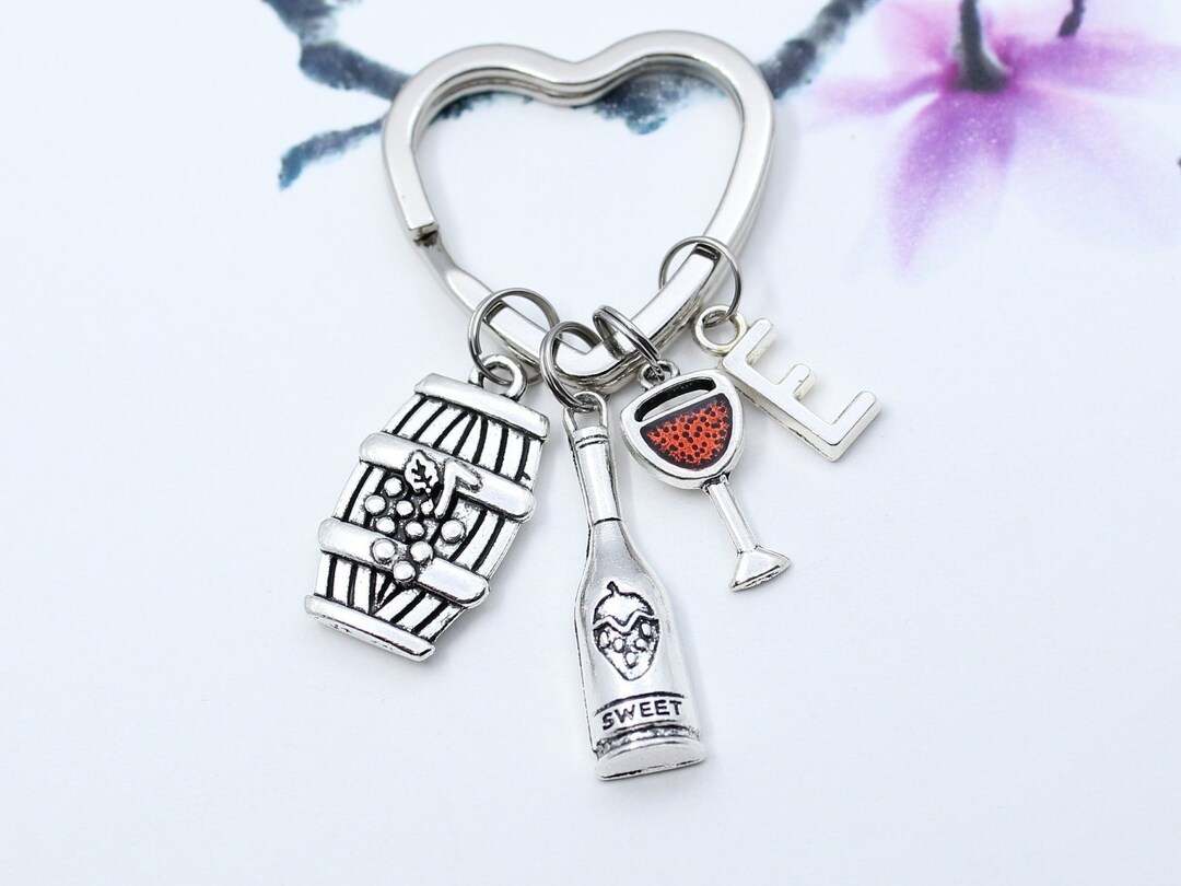 Personalized Wine Keychain, Grapes Keychain, Wine Accessory, Wine Glass ...