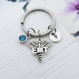 Personalized EMT Charm Keychain, Emergency Medical Technician Charm Key ...