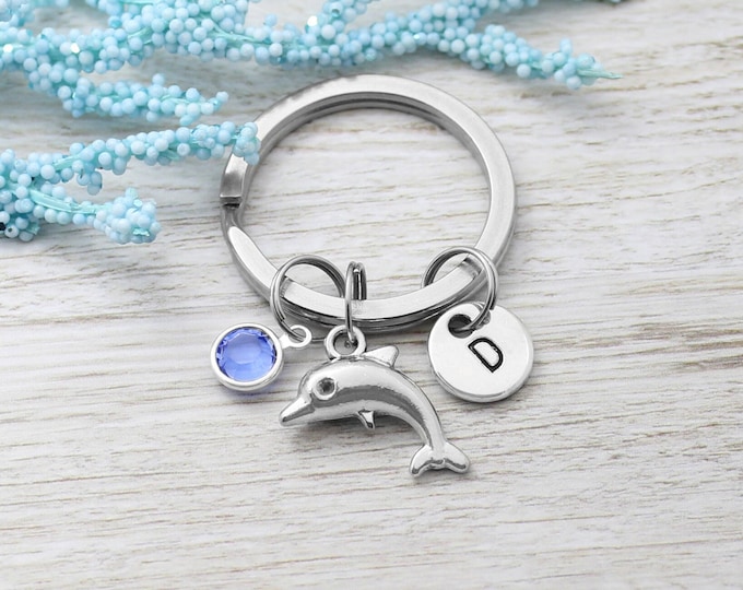 Dolphin Keychain, Personalized Dolphin Charm Key Chain, Dolphin Charm ...