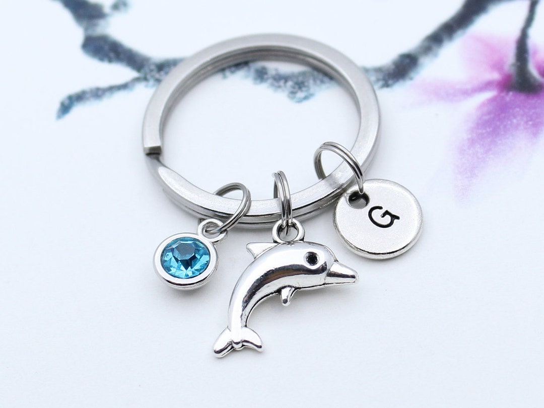 Dolphin Keychain, Personalized Dolphin Charm Key Chain, Dolphin Charm ...