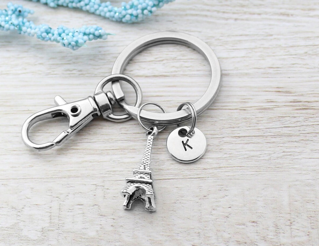 Personalized Eiffel Tower Initial Keychain, Paris Keychain, Eiffel ...