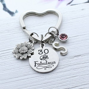 30 and Fabulous Keychain, 30 40 50 60 Birthday Gift Accessory, Thirty ...