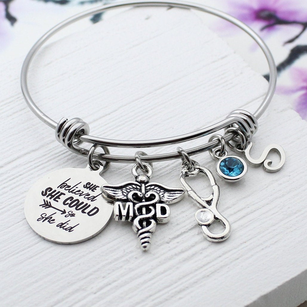 Doctor Graduation Gift MD Graduation Gifts Md Charm Bangle | Etsy