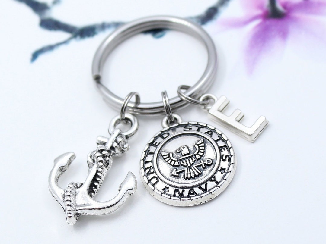 US Navy Keychain, Navy Anchor Charm Key Chain, Personalized Navy ...