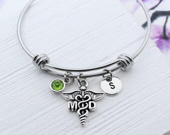 Personalized Doctor Charm Bangle Bracelet Gift for MD Doctor | Etsy