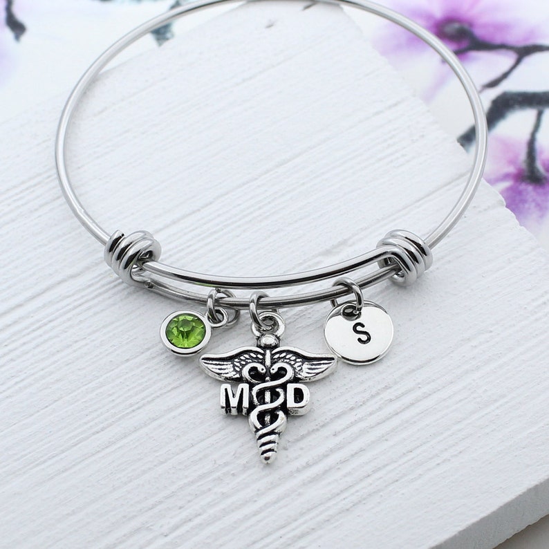 Personalized Doctor Charm Jewelry, Doctor Gifts, MD Charm Bangle ...