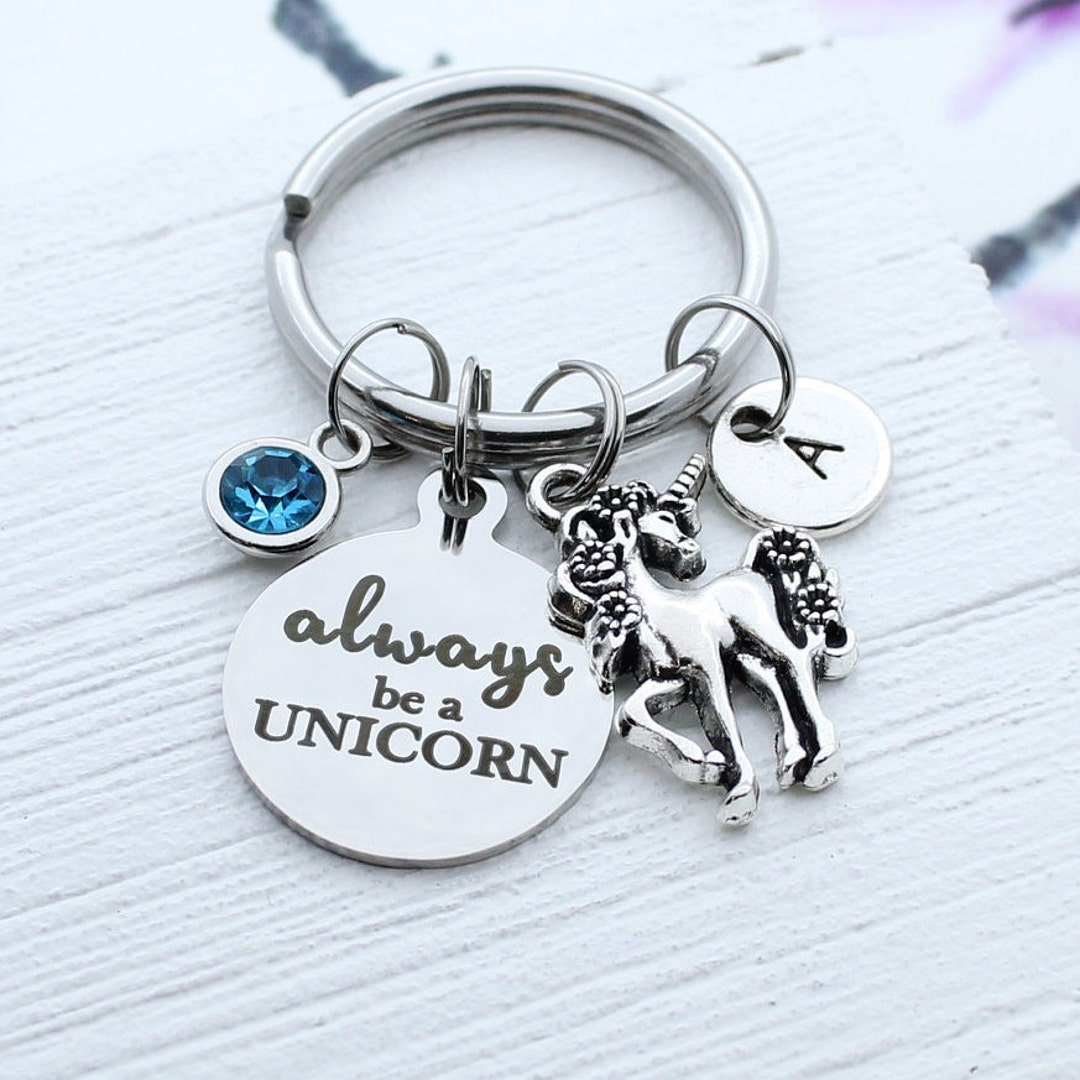 Always Be a Unicorn Keychain Personalized Unicorn Charm Key - Etsy