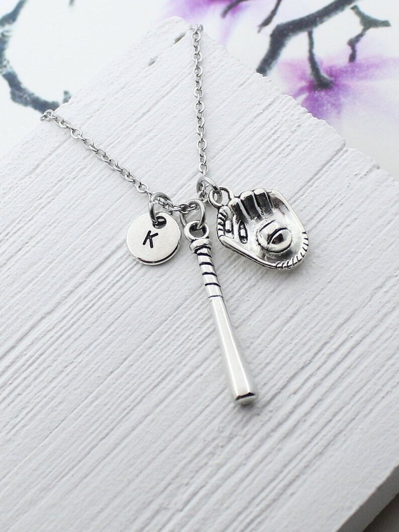 Softball Necklace, Baseball Jewelry, Baseball Bat Charm Necklace ...