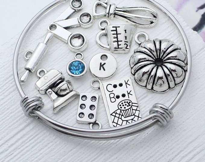 Create Your Own, Baker Fun Charms Bangle Bracelet, Baking Charm Jewelry ...
