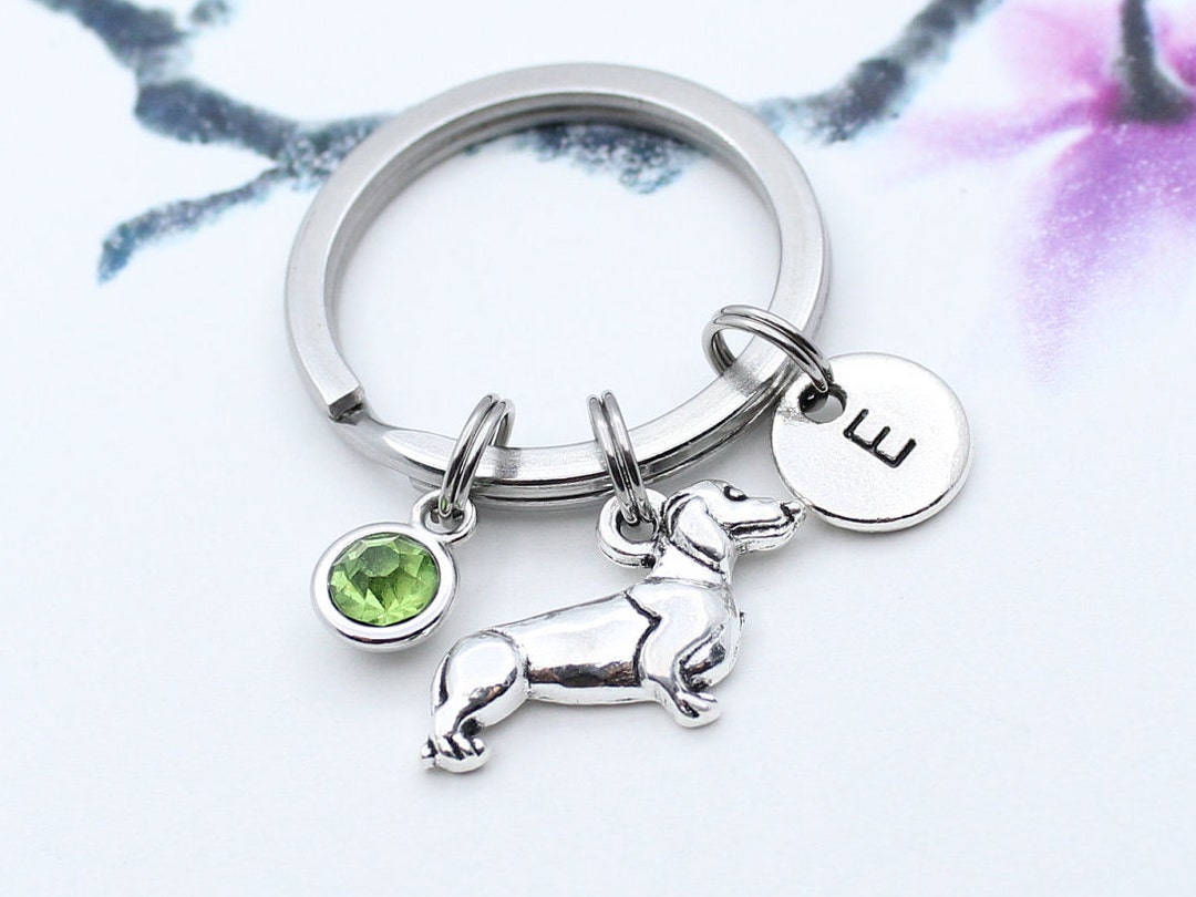 Dachshund Keychain, Personalized Dog Charm Key Chain, Dachshund Gift ...