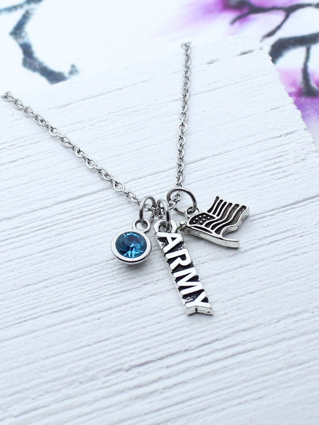 Personalized Navy, Air Force, Marines, Army Charm Necklace, USA Army ...