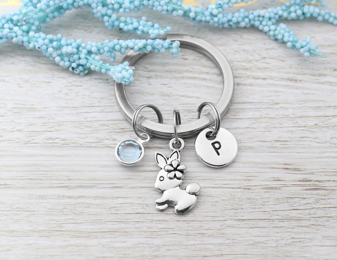 Personalized Bunny Charm Keychain, Easter Spring Charm Accessory ...