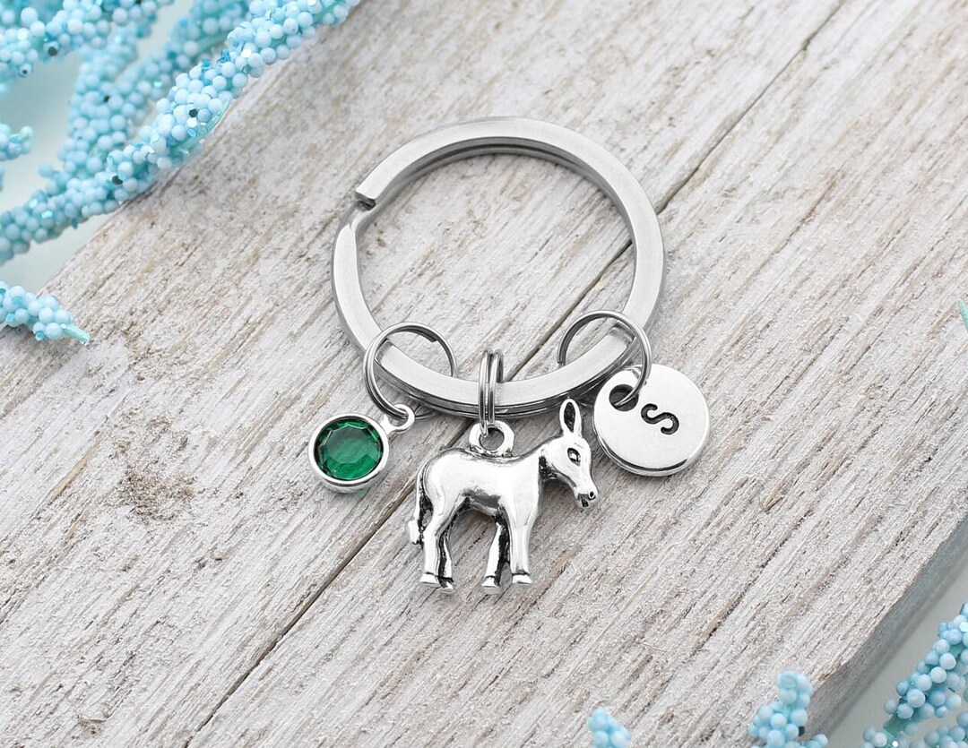 Personalized Donkey Charm Keychain, Farm Donkey Charm Accessory, Donkey ...