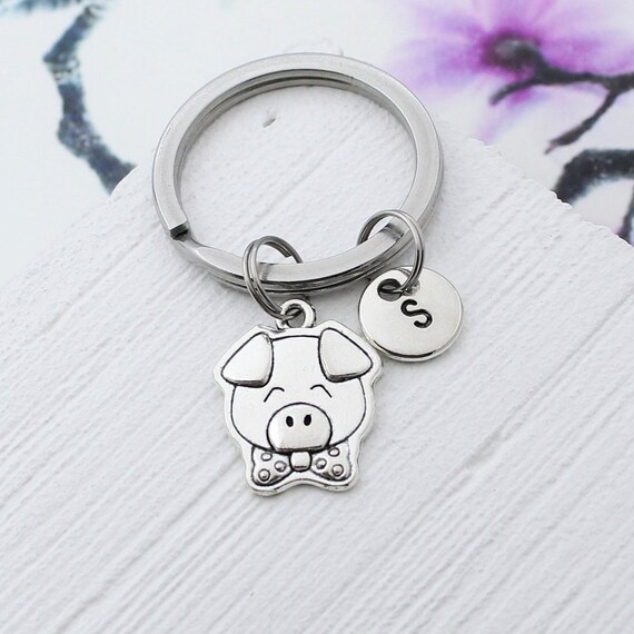 Pig Keychain Personalized Pig Charm Key Chain Pig Accessory | Etsy