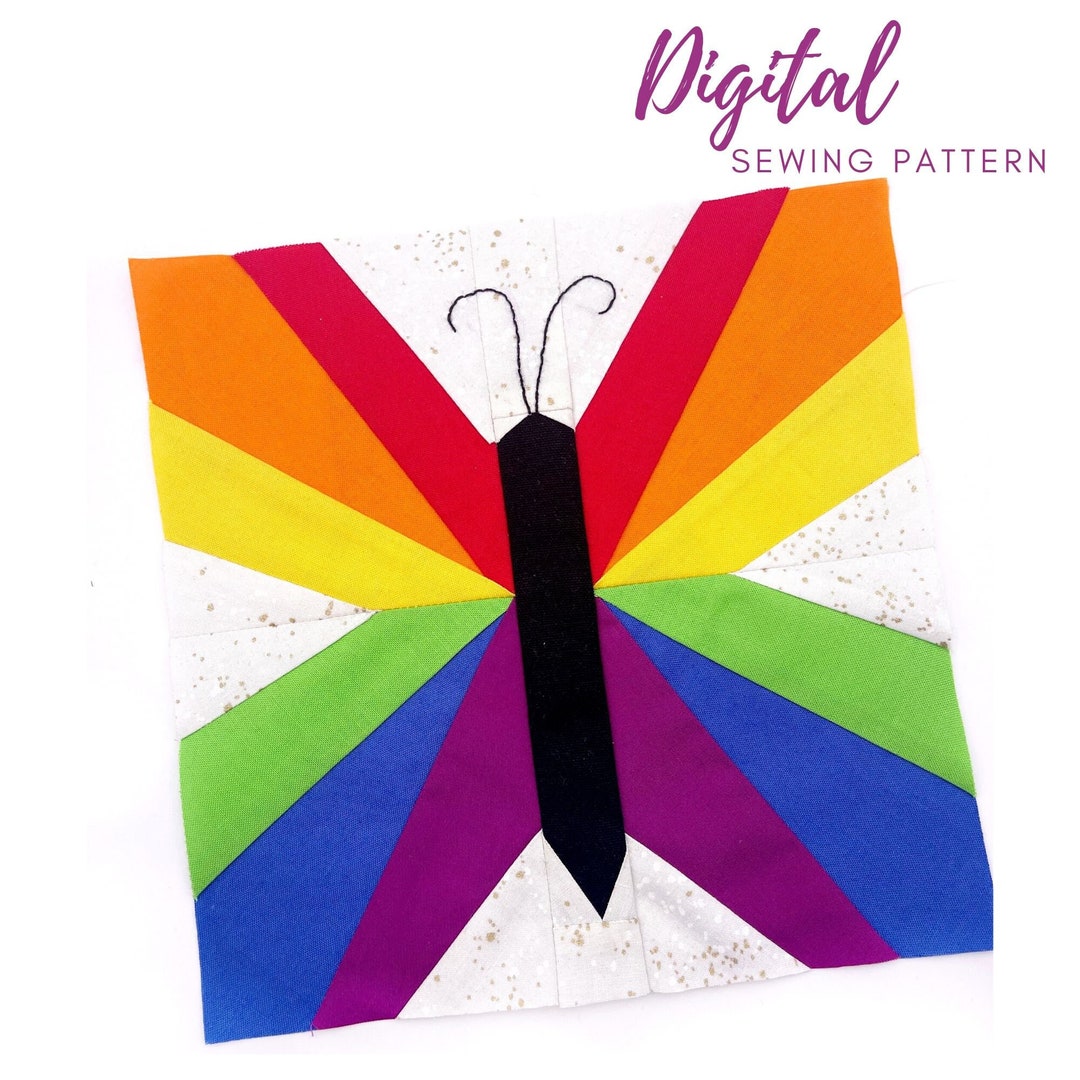 Pride Butterfly Foundation Paper Pieced Quilt Block, Patchwork ...