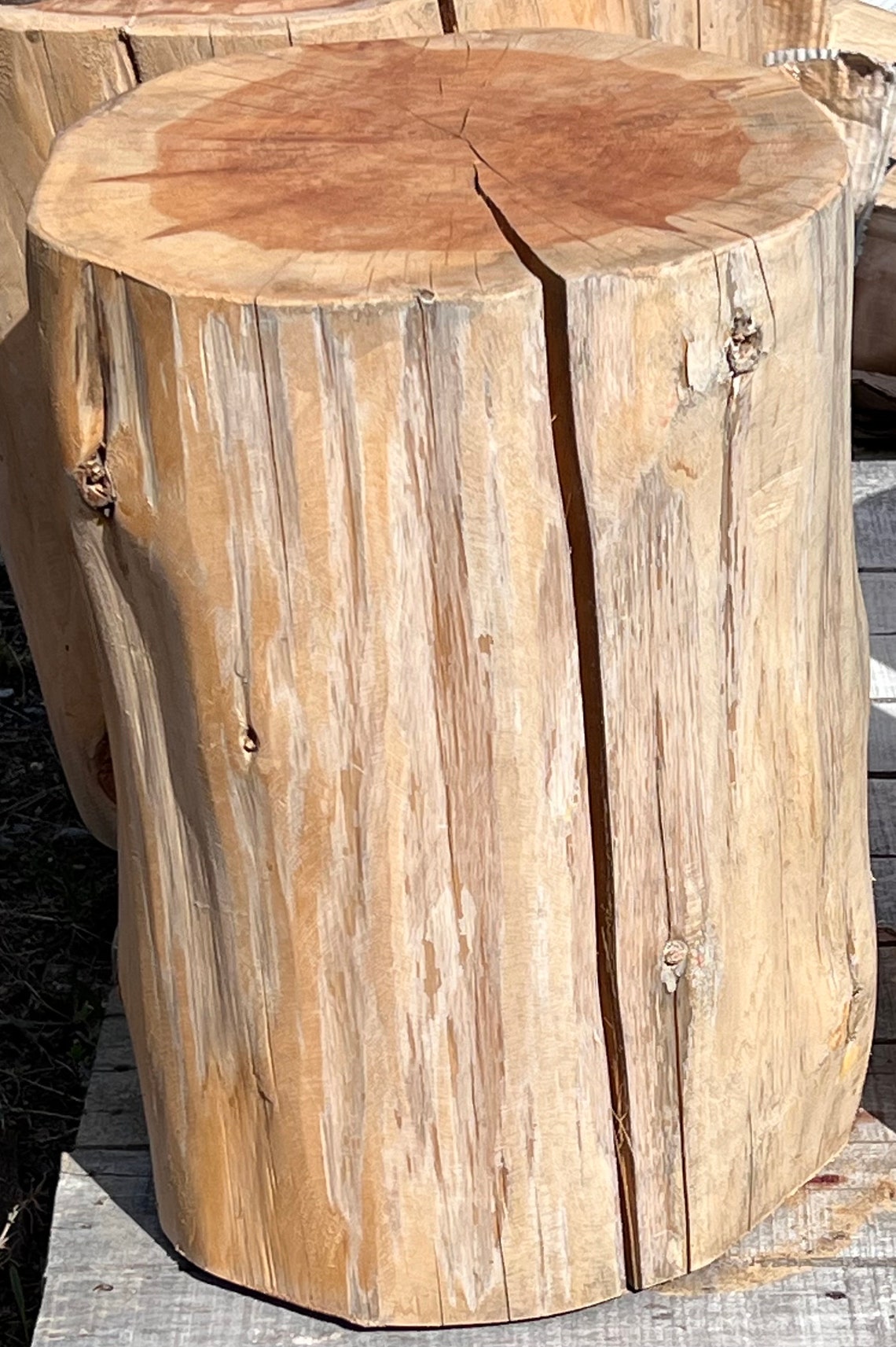 Sun Bleached, Rough Hewn Stump Table - Reclaimed - Etsy