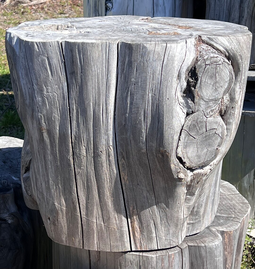 Naturally Weathered Silver Gray Stump Side Table - Reclaimed - Etsy