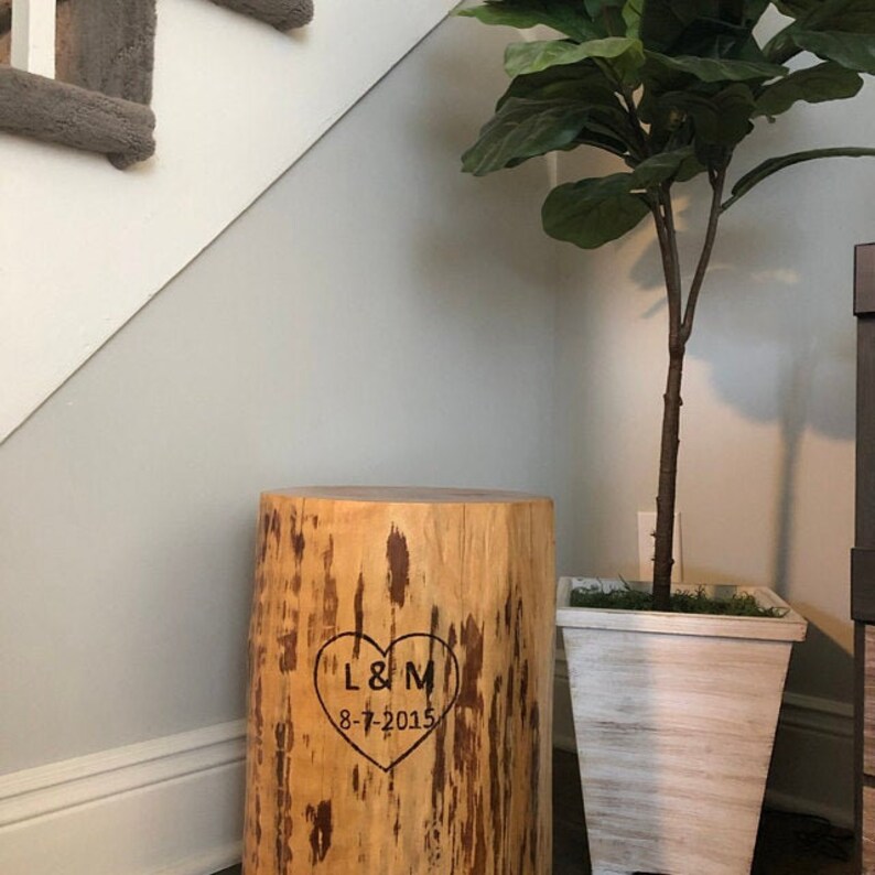 Customized Engraved Solid Side Table reclaimed | Etsy