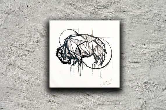 Geometric Bison Print | Etsy