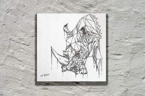 Geometric Rhino Print | Etsy