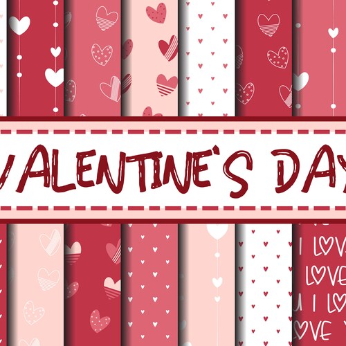 Valentine's Day Digital Papers Love Digital Paper Pack - Etsy