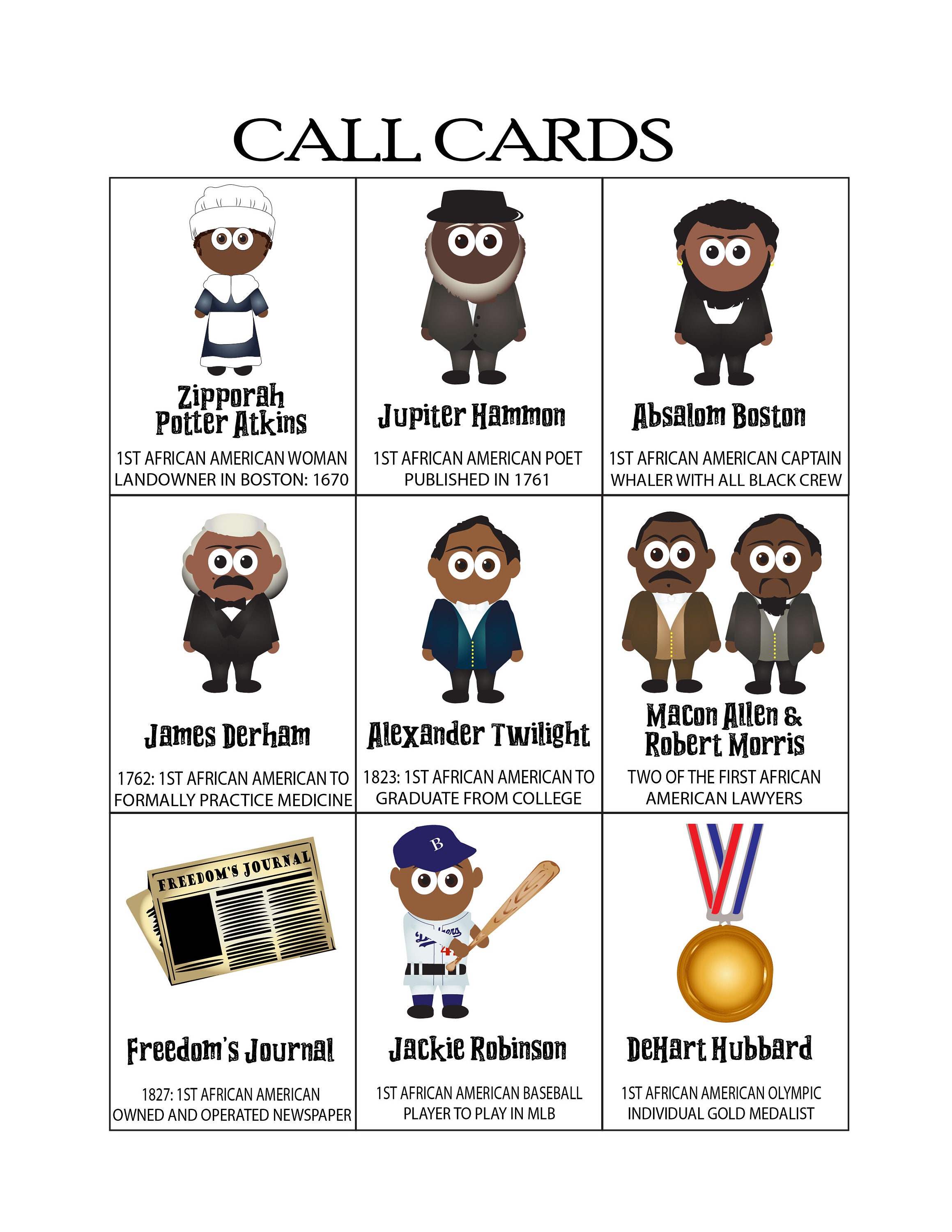 Black History Month Bingo - 20 Cards - Etsy