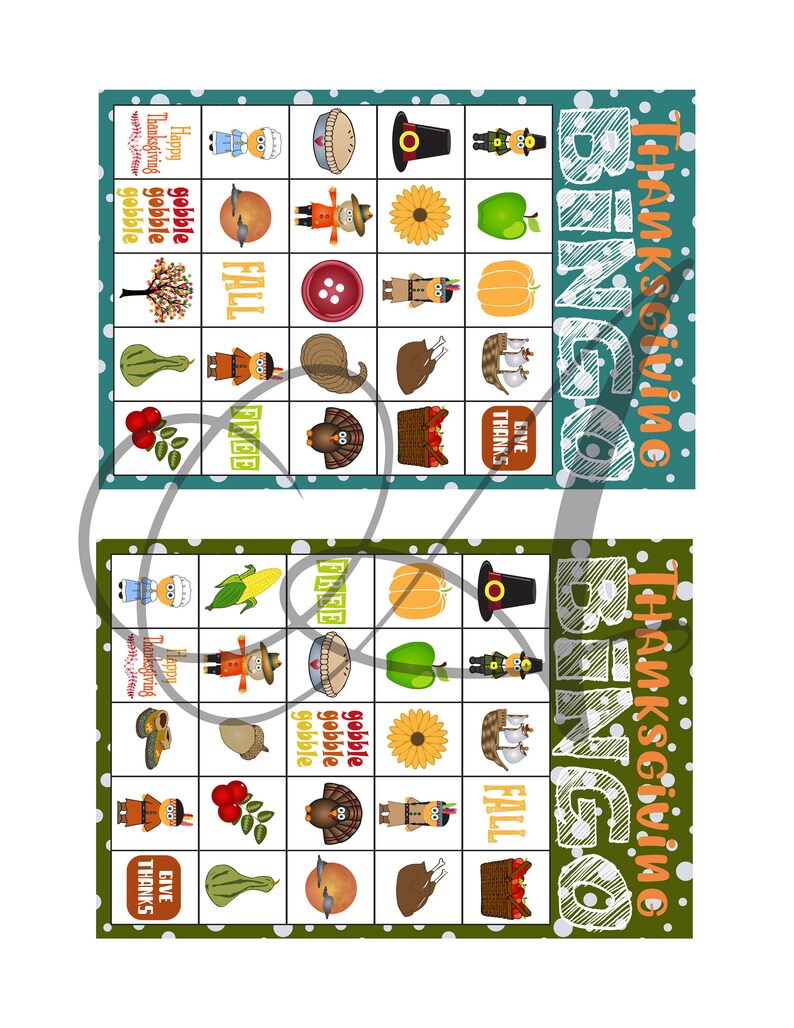 Thanksgiving Bingo Cards - Etsy