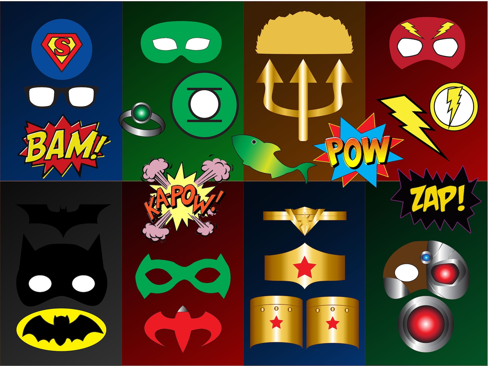 Superhero Photo Booth Props just.leag - Etsy