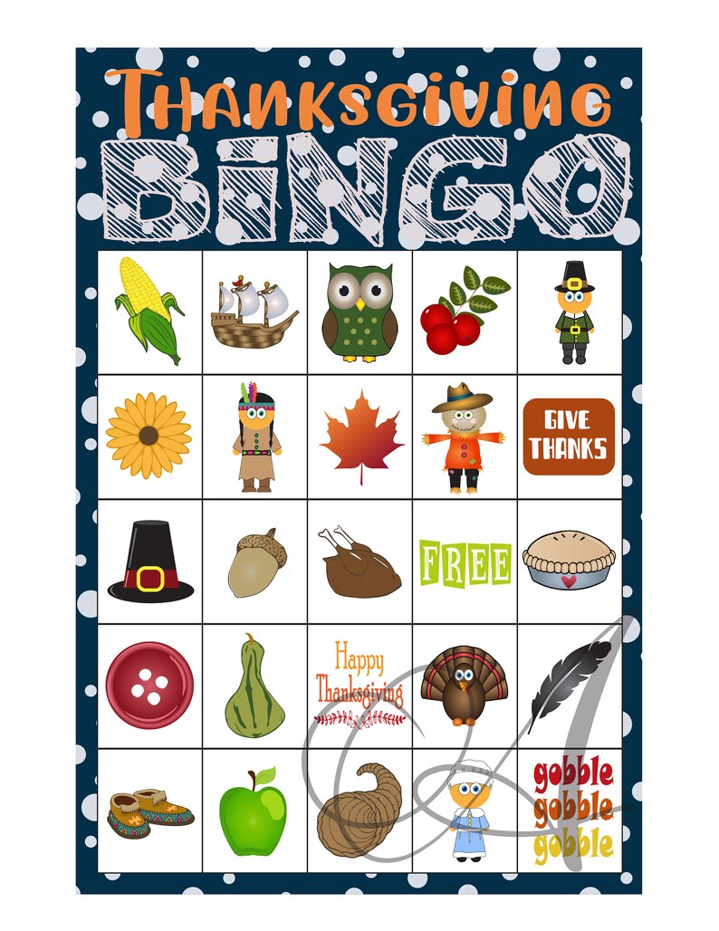 Thanksgiving Bingo Cards - Etsy