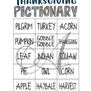 Thanksgiving Pictionary - Etsy