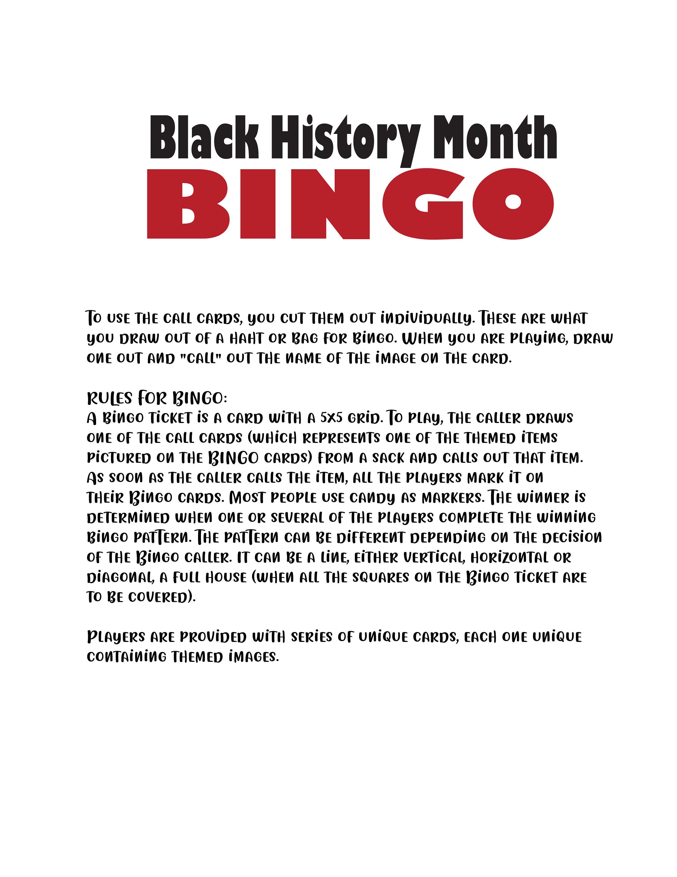 Black History Month Bingo - 20 Cards - Etsy